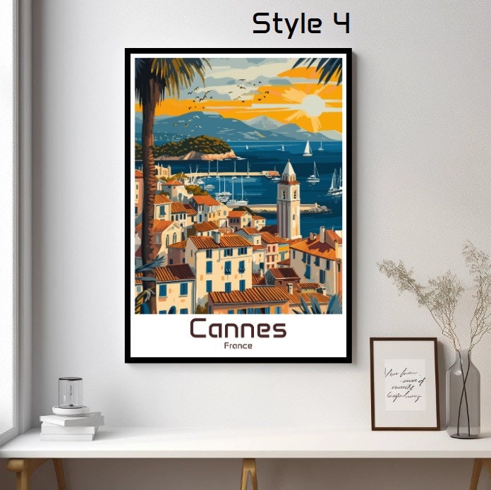 Cannes France Poster Travel France Cannes Print Canvas Poster Cityscape ...