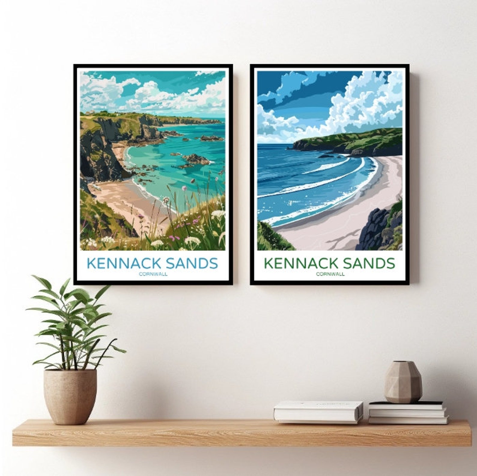 Kennack Sands Beach Cornwall Poster Travel Print Kennack Sands Beach ...