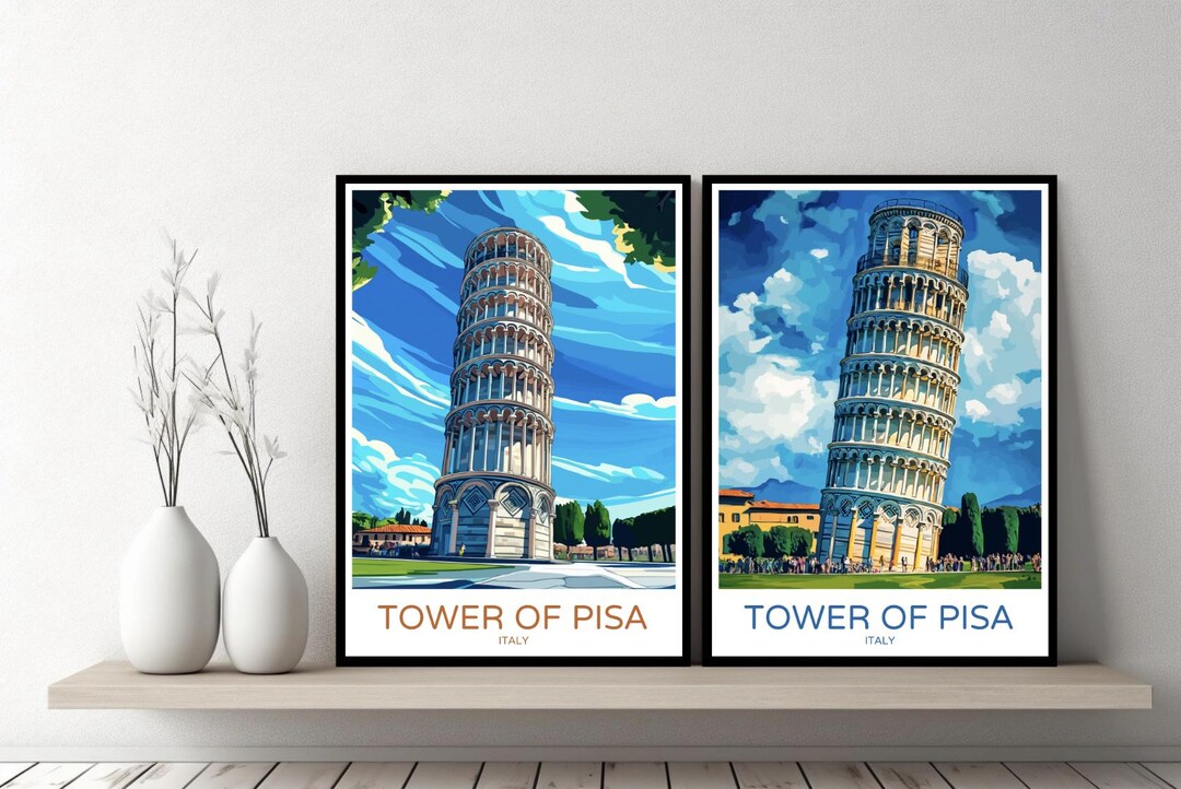 Leaning Tower of Pisa Italy Poster Travel Print Tower Pisa Cathedral ...