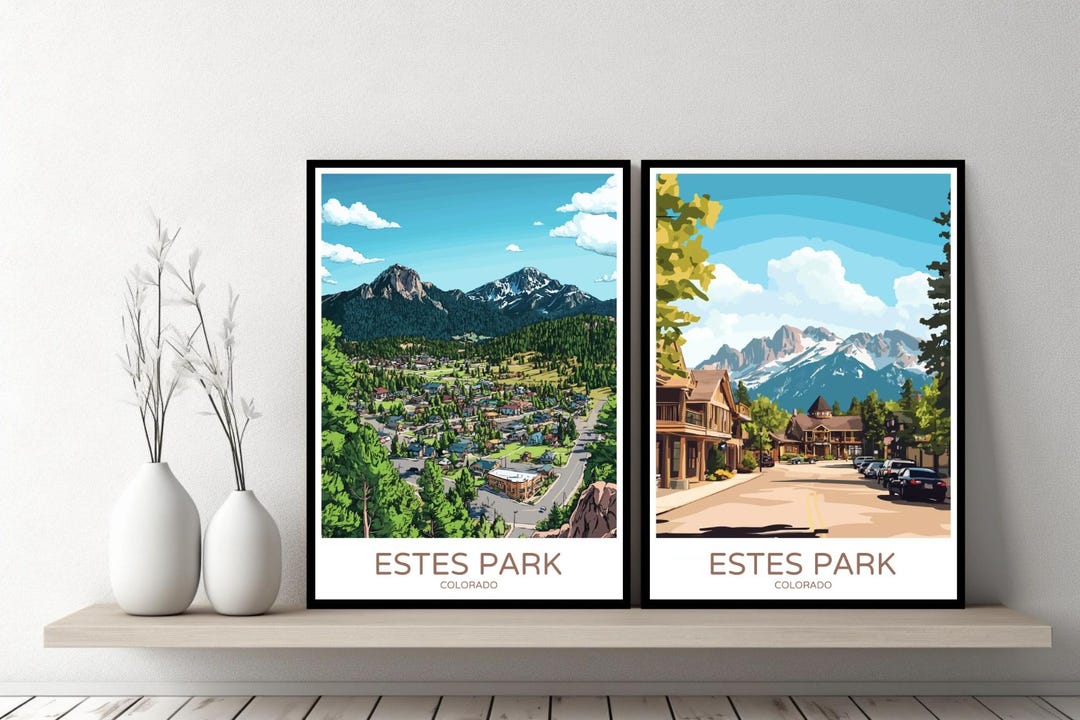 Estes Park Colorado Poster Travel Print Estes Park Larimer County ...