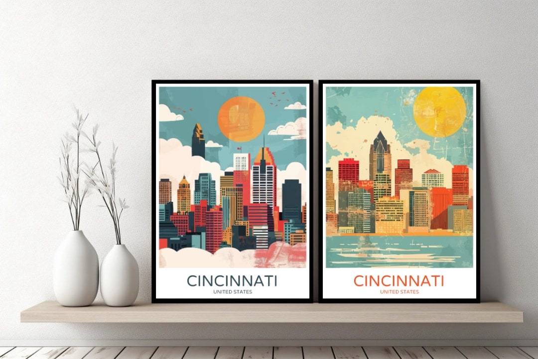 Cincinnati Skyline Ohio Poster Travel Print Hamilton County United ...