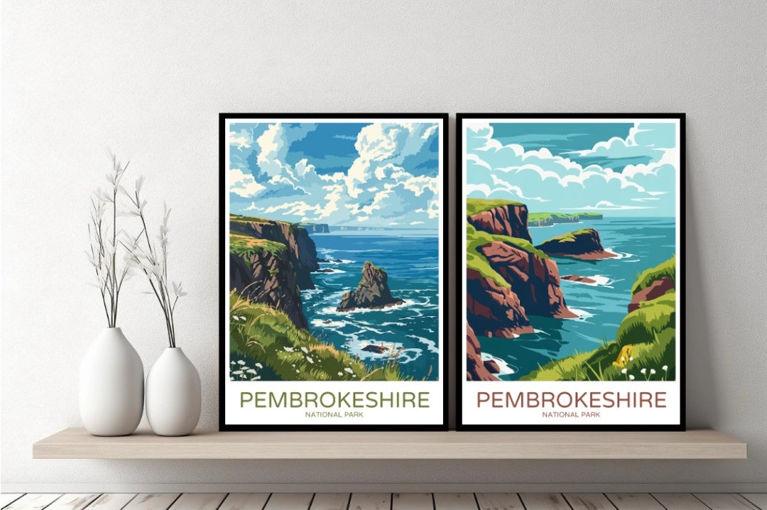 Pembrokeshire Coast National Park Poster Travel Print Snowdonia Park ...