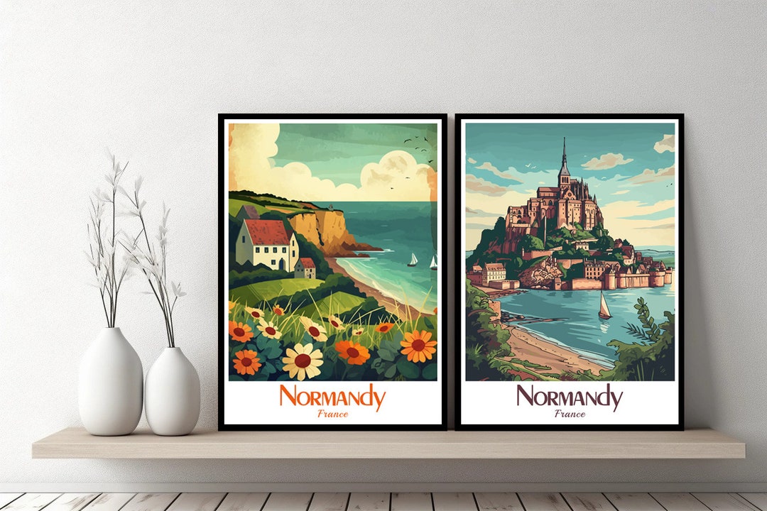 Normandy France Poster Travel France Mont Saint-michel Print Canvas ...