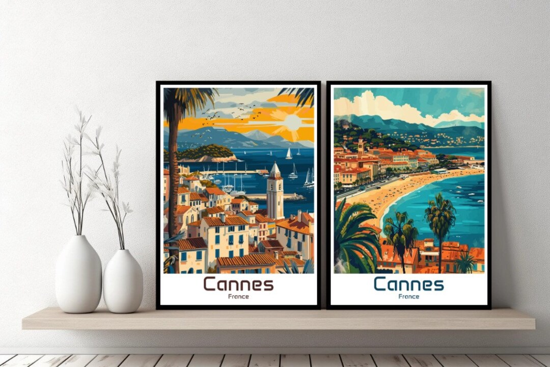 Cannes France Poster Travel France Cannes Print Canvas Poster Cityscape ...
