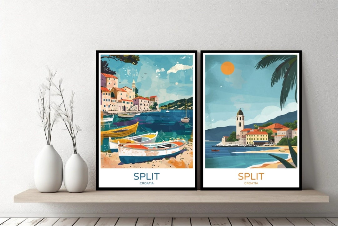 Split Croatia Poster Travel Print Dalmatia Croatia Split Sea Beach ...