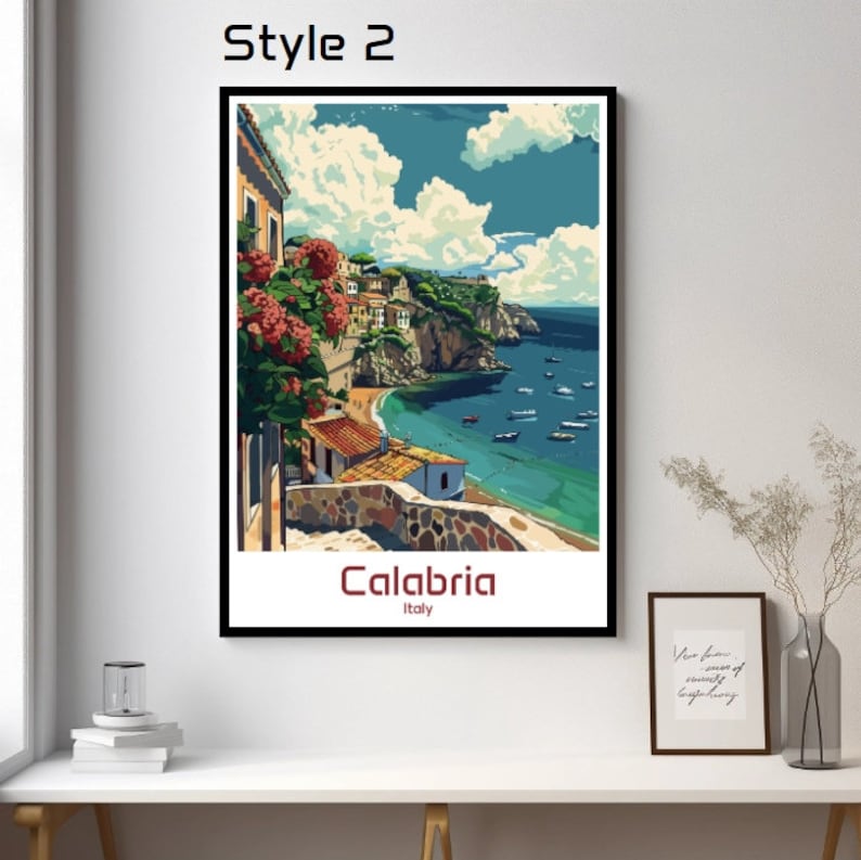 Calabria Italy Travel Poster Print Hurghada Italian Boot Canvas Poster ...
