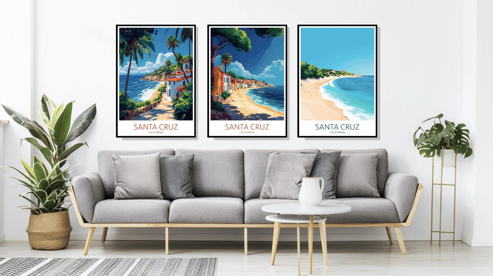 Santa Cruz California Poster Travel Print Santa Cruz Beach Monterey Bay ...