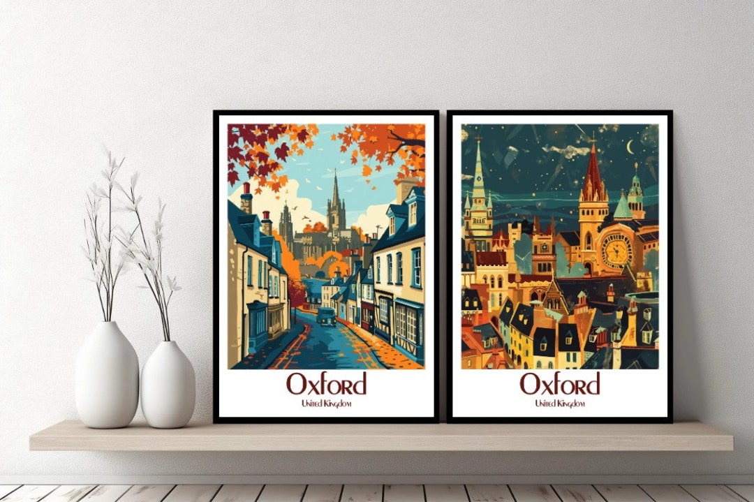 Oxford UK Poster Travel Oxford England Print Canvas Poster Cityscape ...