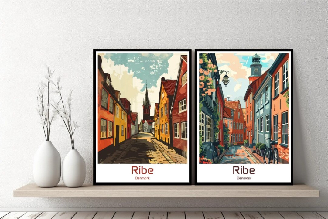 Ribe Poster Travel Denmark Ribe Print Canvas Poster Cityscape Art ...