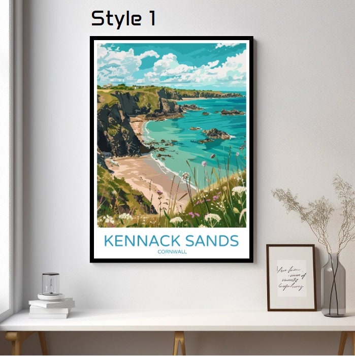 Kennack Sands Beach Cornwall Poster Travel Print Kennack Sands Beach ...