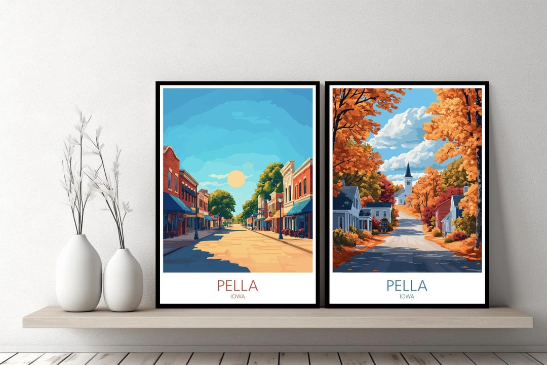 Pella Iowa United States Poster Travel Print Iowa State Skyline USA ...