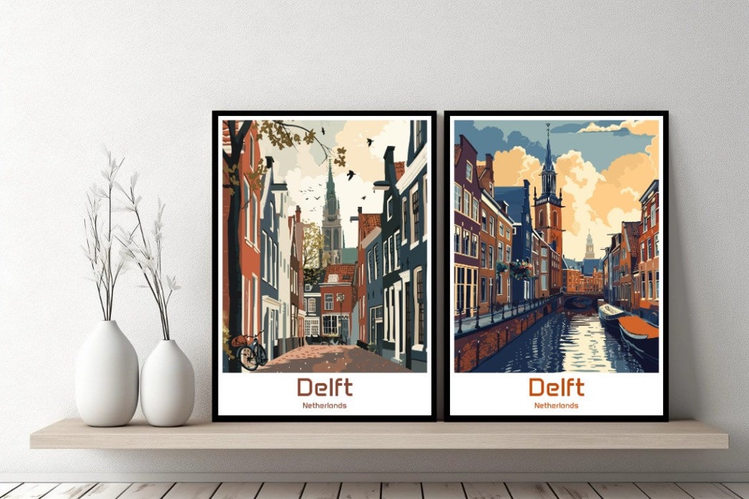 Delft Netherlands Poster Travel Print Netherlands Delft Canvas Poster ...
