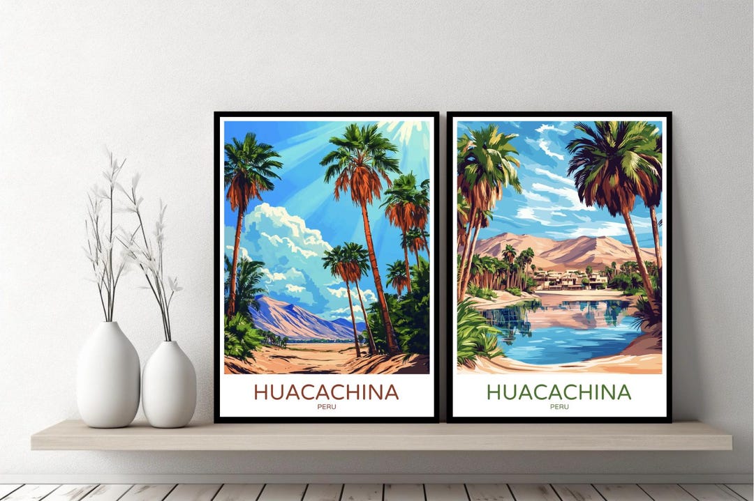 Huacachina Oasis Peru Poster Travel Print Huacachina Ica Paracas Canvas ...