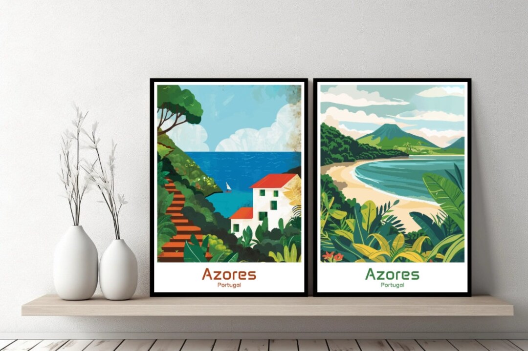 Azores Portugal Travel Poster Print Azores Islands Canvas Poster Wall ...