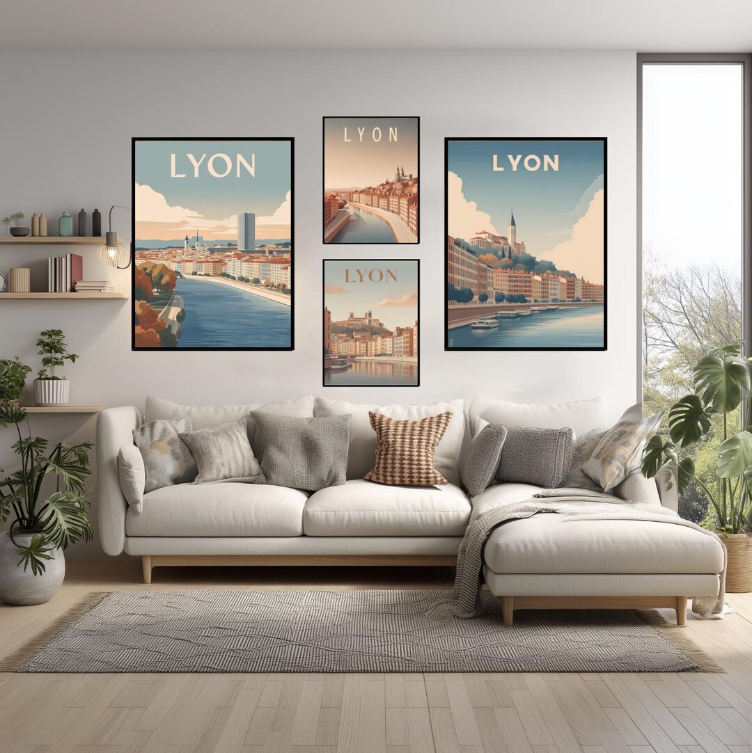 Lyon Modern Travel Poster, Minimalist City Wall Art, Elegant Urban ...