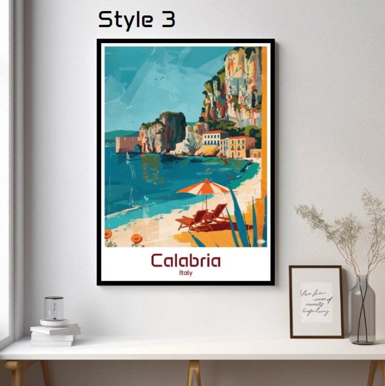 Calabria Italy Travel Poster Print Hurghada Italian Boot Canvas Poster ...