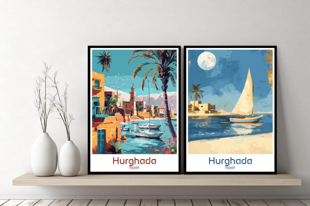 Hurghada Egypt Travel Poster Print Hurghada City Red Sea Canvas Poster ...