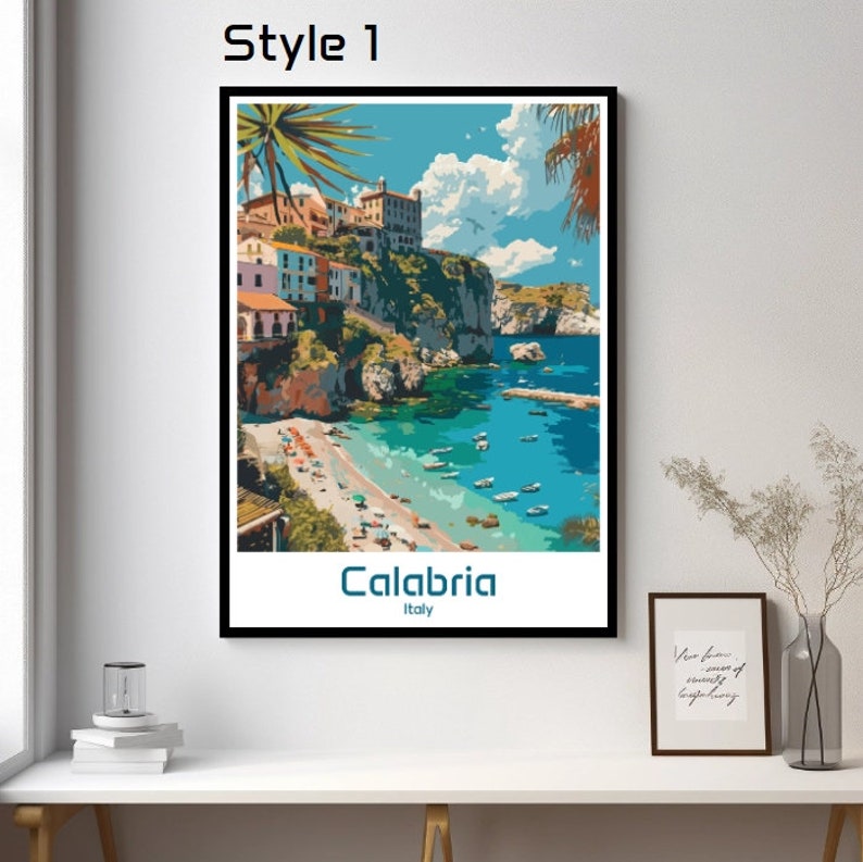 Calabria Italy Travel Poster Print Hurghada Italian Boot Canvas Poster ...