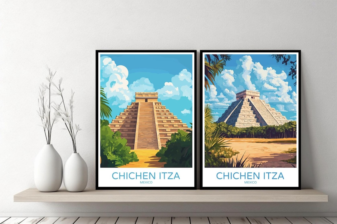Chichen Itza Mexico Poster Travel Print Mexico Chichen Itza Maya City ...