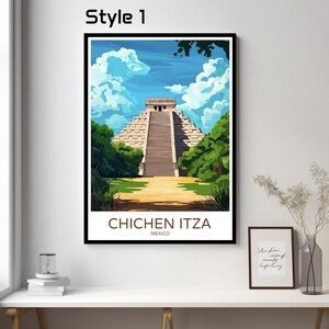 Chichen Itza Mexico Poster Travel Print Mexico Chichen Itza Maya City ...
