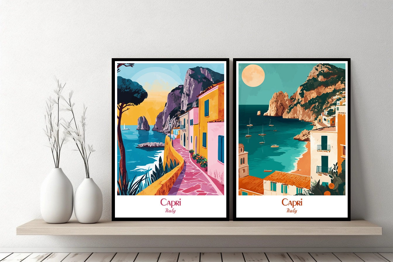 Capri Italy Poster Travel Italy Naples Campania Capri Print Canvas ...