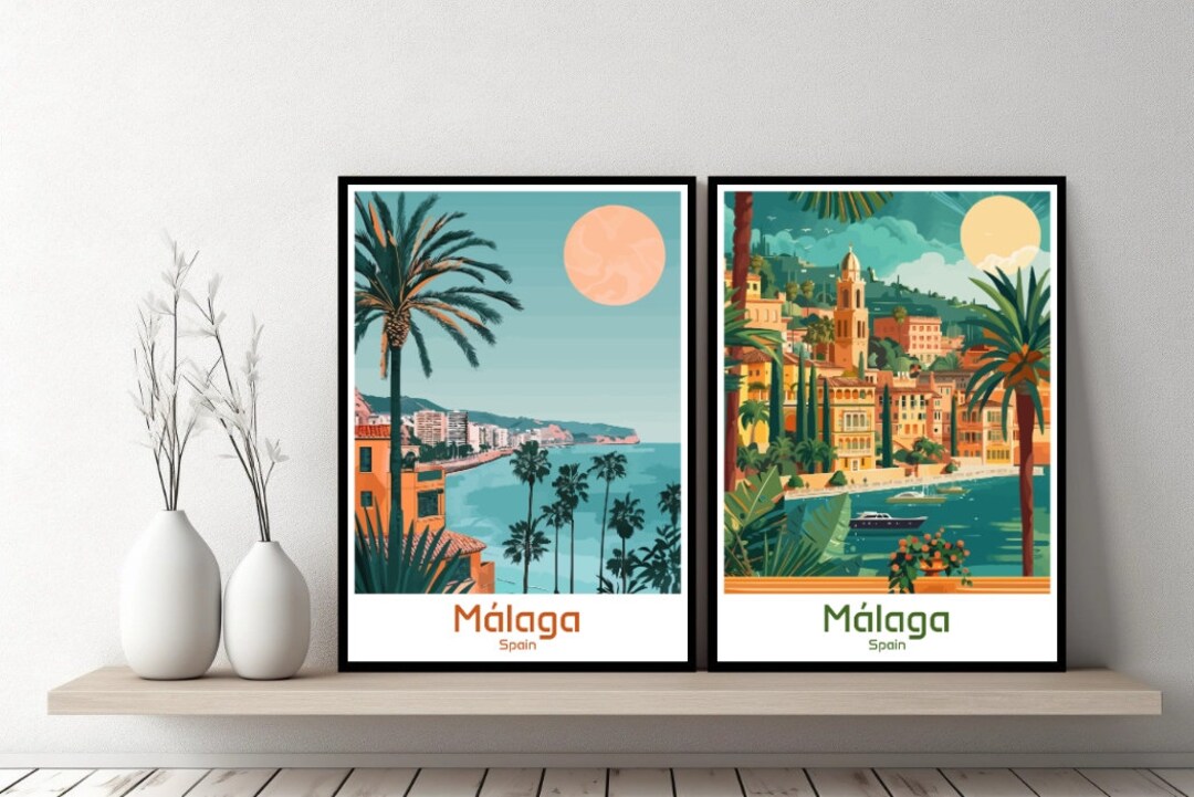 Málaga Spain Poster Travel Print Spain Málaga Canvas Poster Cityscape ...