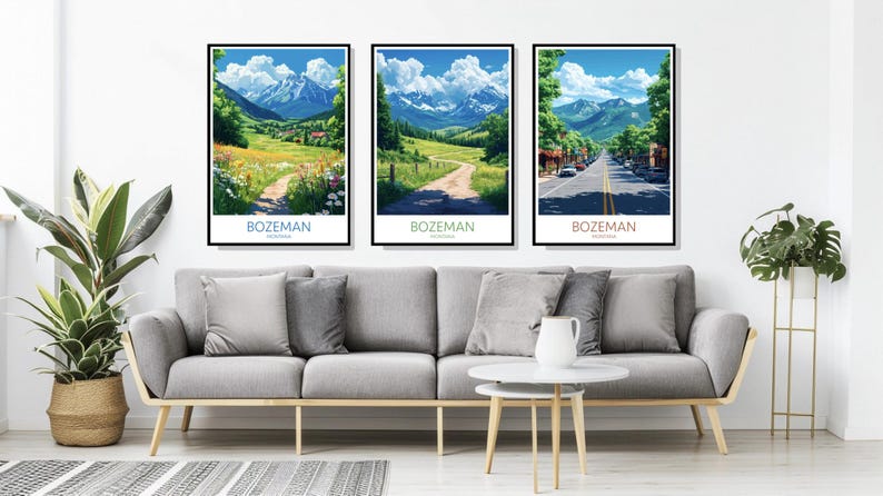 Bozeman Montana Poster Travel Print United States Bozeman Gallatin Ski ...