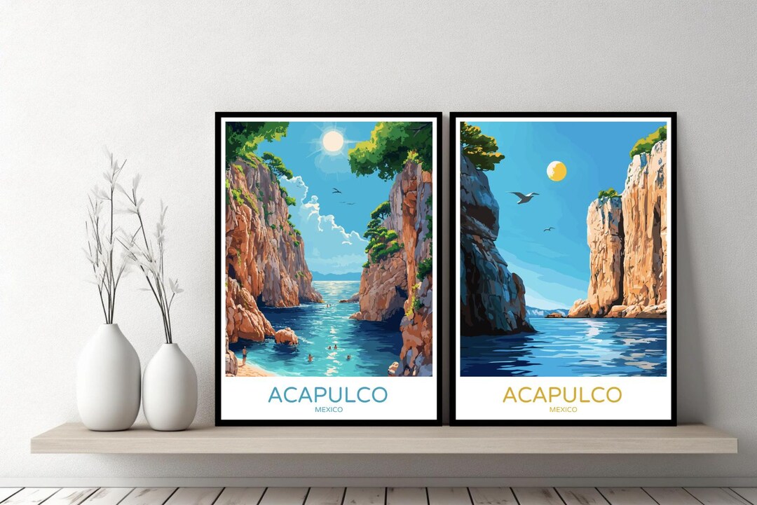 Acapulco Mexico Poster Travel Print La Quebrada Cliff Divers Acapulco ...