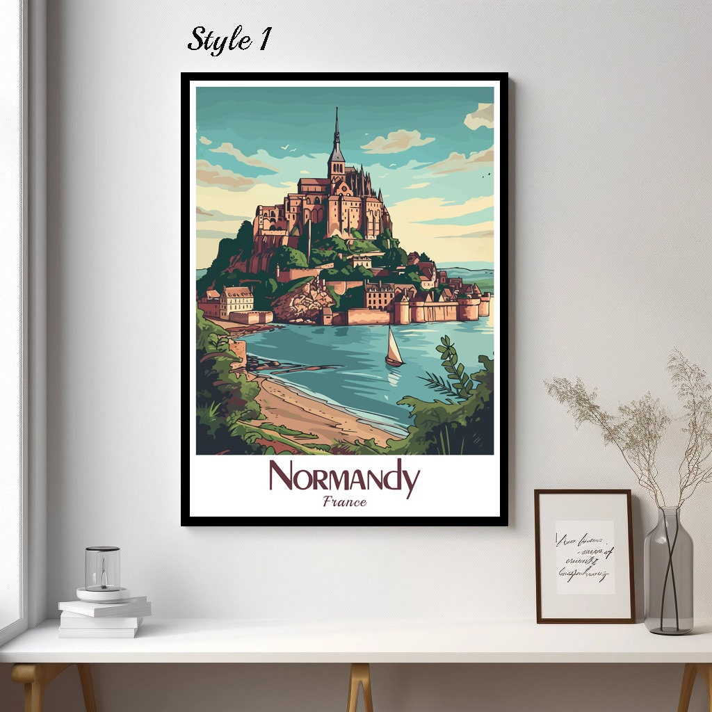 Normandy France Poster Travel France Mont Saint-michel Print Canvas ...