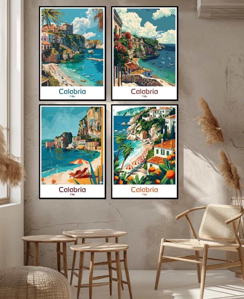 Calabria Italy Travel Poster Print Hurghada Italian Boot Canvas Poster ...