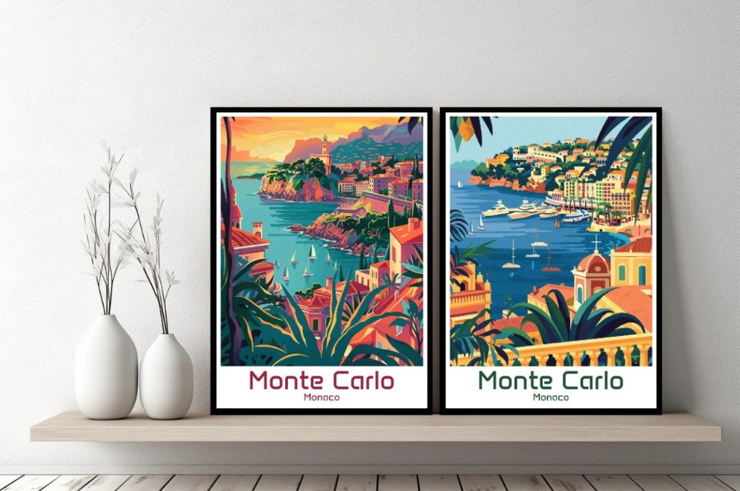 Monte Carlo Monaco Poster Travel Monaco Monte Carlo Print Canvas Poster ...