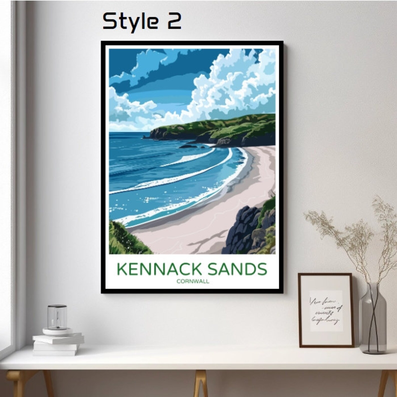 Kennack Sands Beach Cornwall Poster Travel Print Kennack Sands Beach ...