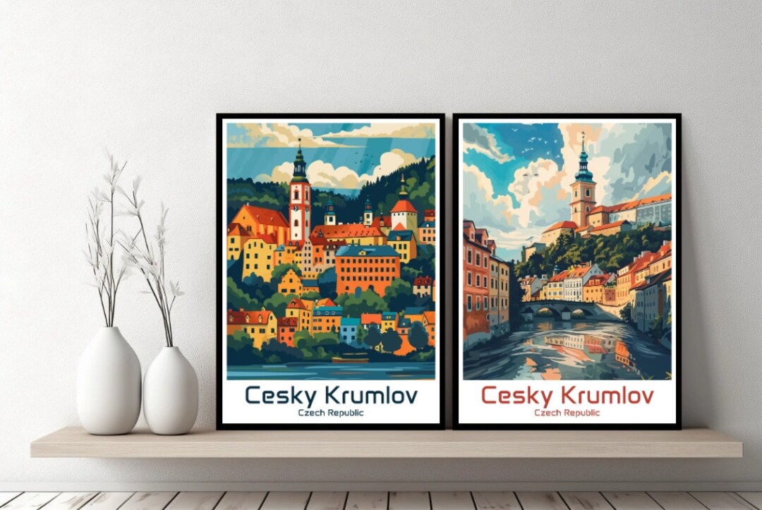 Český Krumlov Czech Republic Poster Travel Print Cesky Krumlov Canvas ...