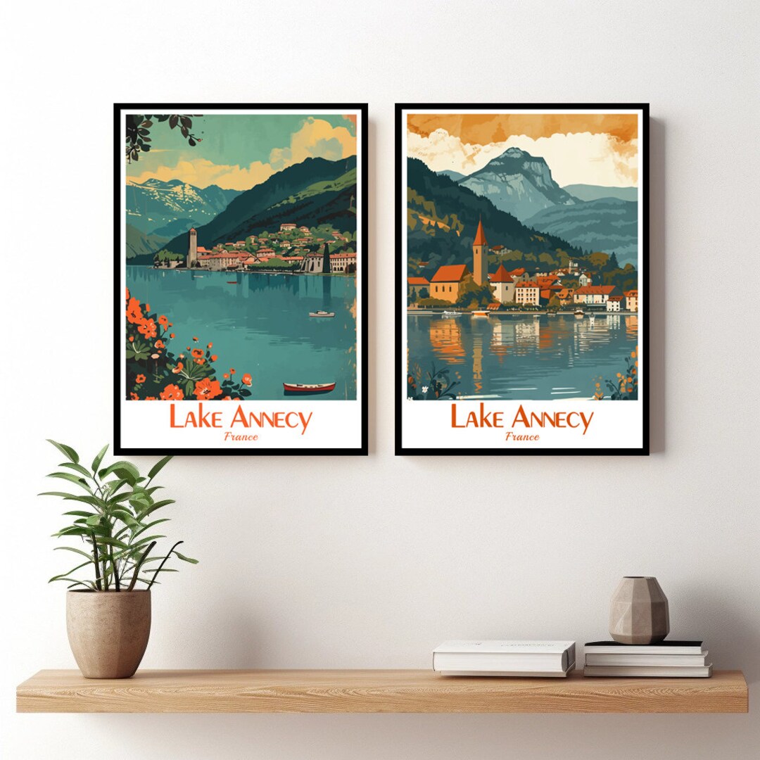 Lake Annecy France Poster Travel France Lake Annecy Print Canvas Poster ...