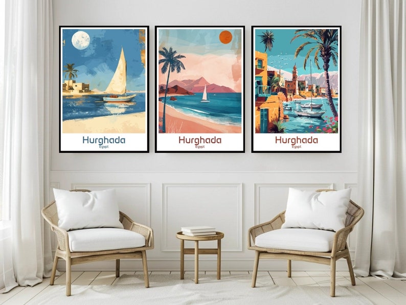 Hurghada Egypt Travel Poster Print Hurghada City Red Sea Canvas Poster ...