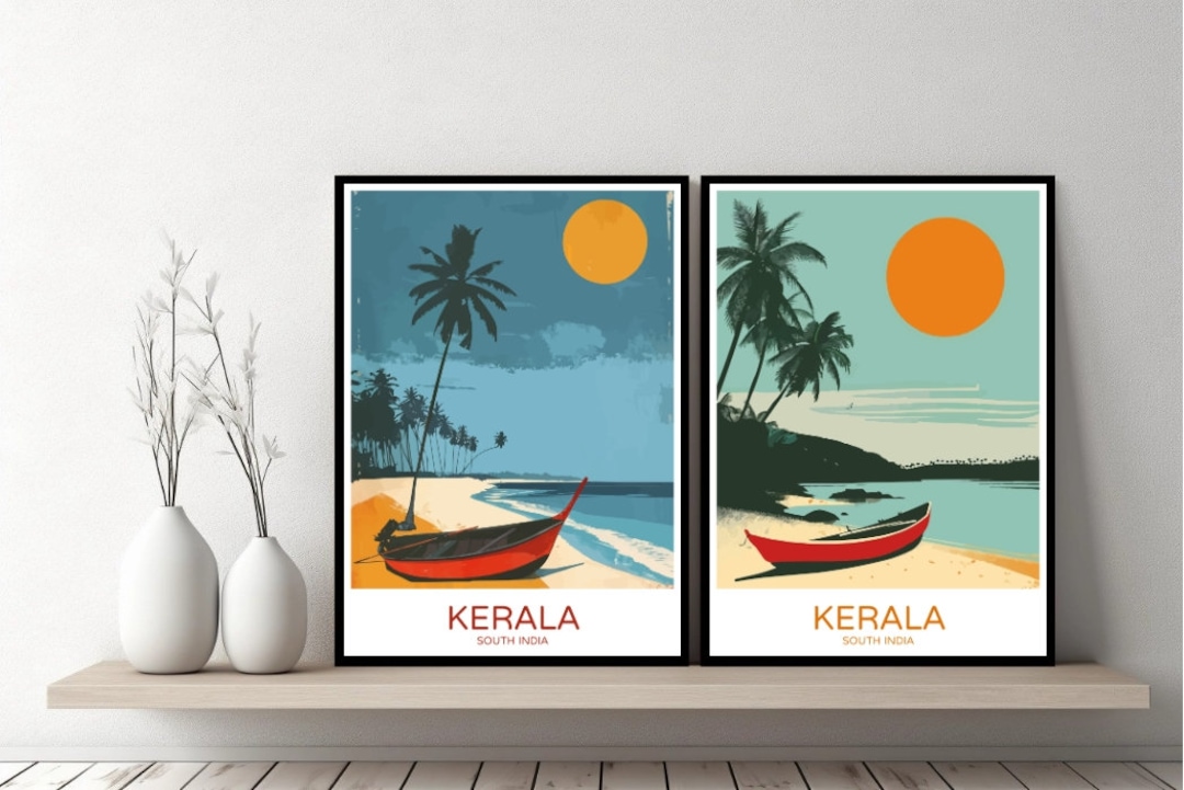 Kerala India Poster Travel Print Kerala Malayalam Malabar Coast Canvas ...