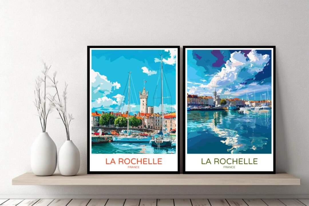 La Rochelle Poster Travel Print La Rochelle Bay Biscay Atlantic Ocean ...
