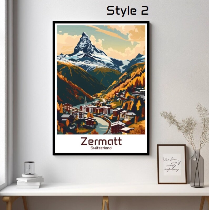 Zermatt Matterhorn Poster Travel Print Switzerland Zermatt Canvas ...