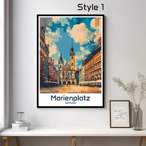 Marienplatz Munich Poster Travel Print Germany Marienplatz Canvas ...
