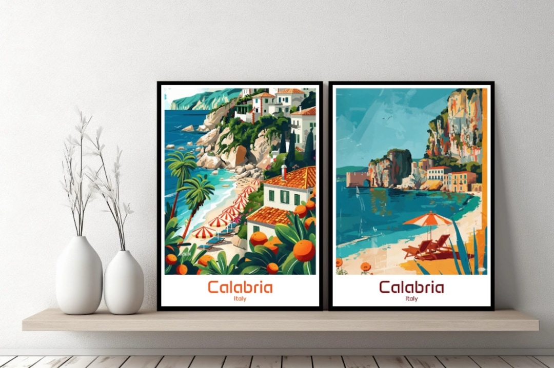 Calabria Italy Travel Poster Print Hurghada Italian Boot Canvas Poster ...