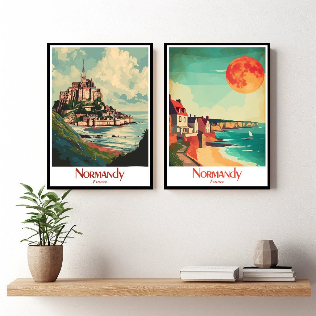 Normandy France Poster Travel France Mont Saint-michel Print Canvas ...