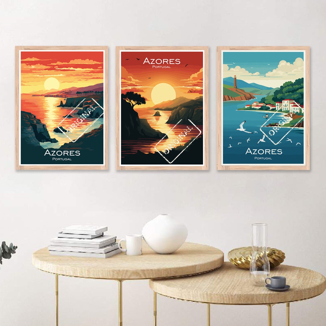 Azores Poster Travel Portugal Azores Print Azores Canvas Poster ...
