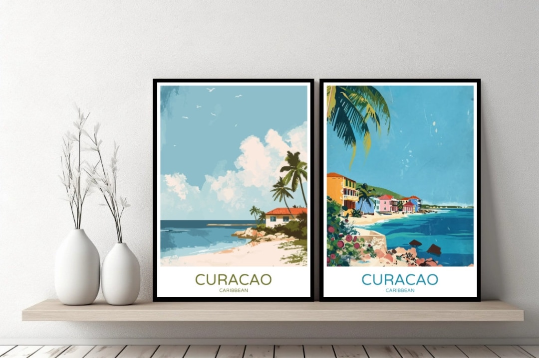 Curaçao Caribbean Island Poster Travel Print Curacao Aruba Dutch Canvas ...