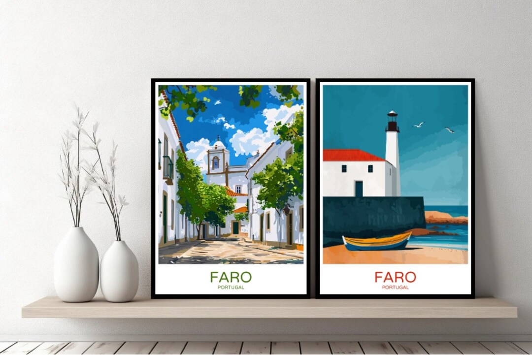 Faro Portugal Poster Travel Print Portugal Faro Algarve Sunset Beach ...
