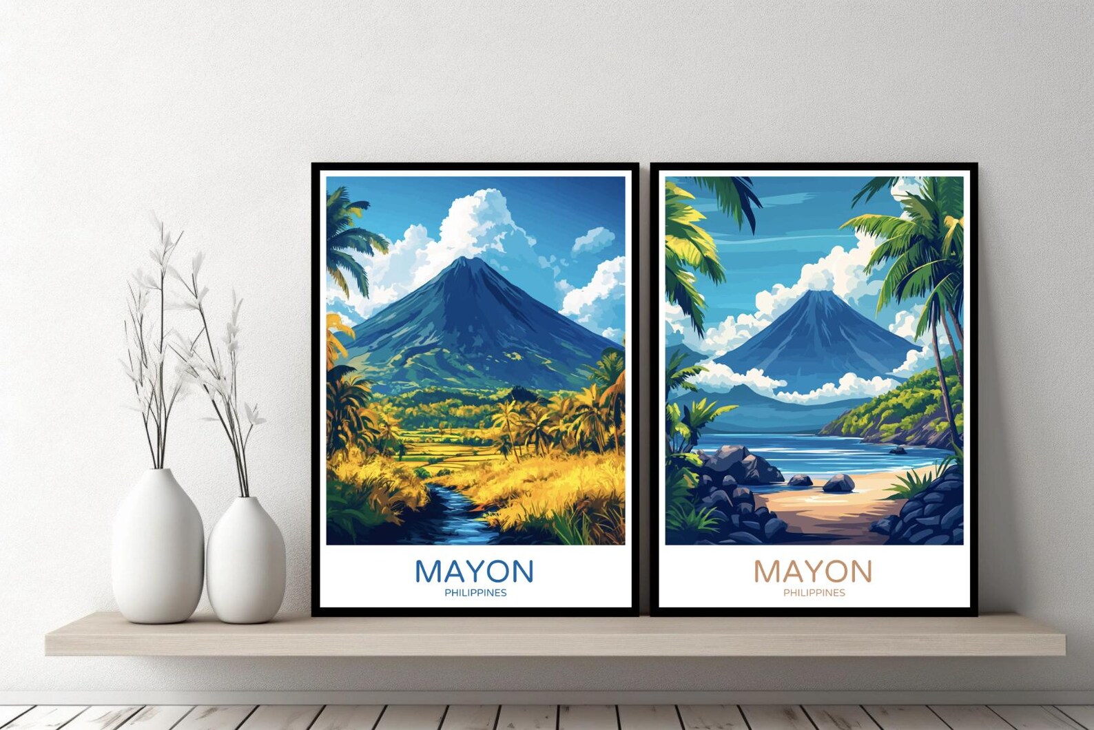 Mayon Volcano Philippines Poster Travel Print Mayon Albay Canvas Wall ...
