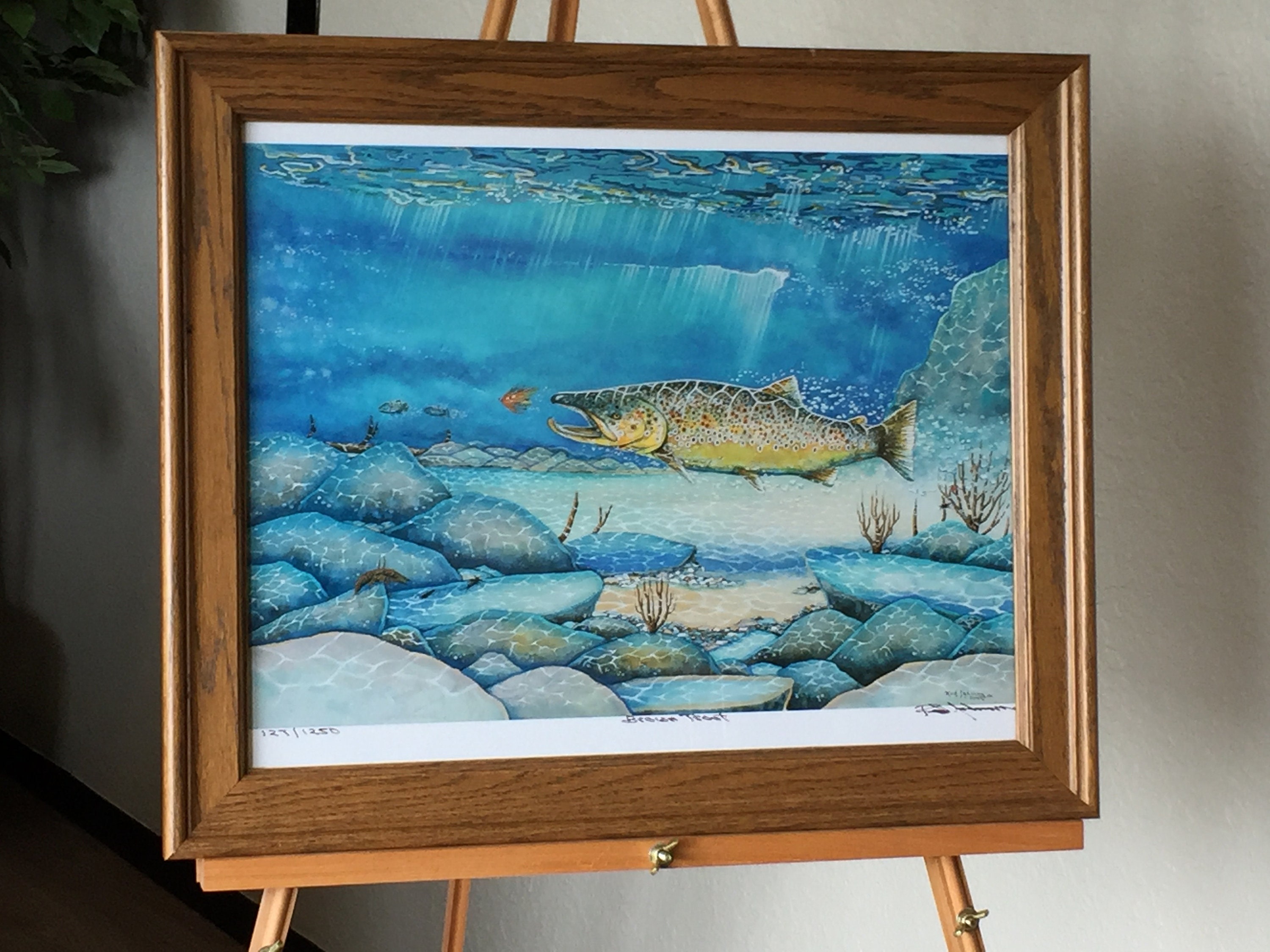 Rod Johnson Brown Trout print #127/1250 COA (fish, riverbed or ocean ...