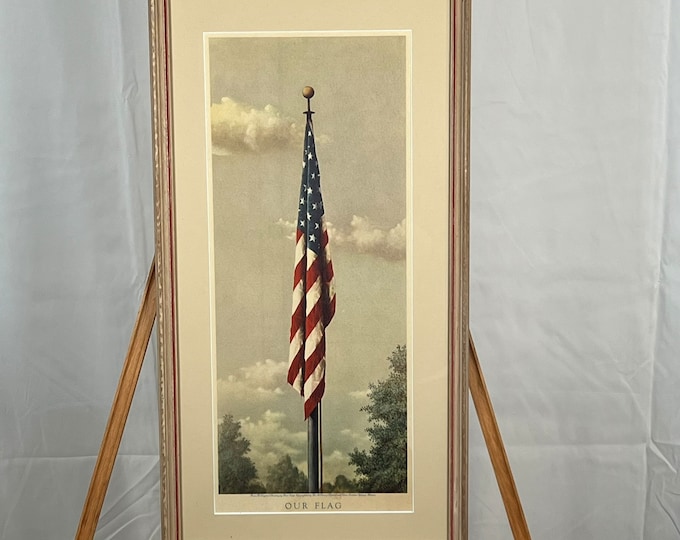 Fred Tripp "our Flag" US WWII Era Print (flag, Trees, Sky, Clouds ...