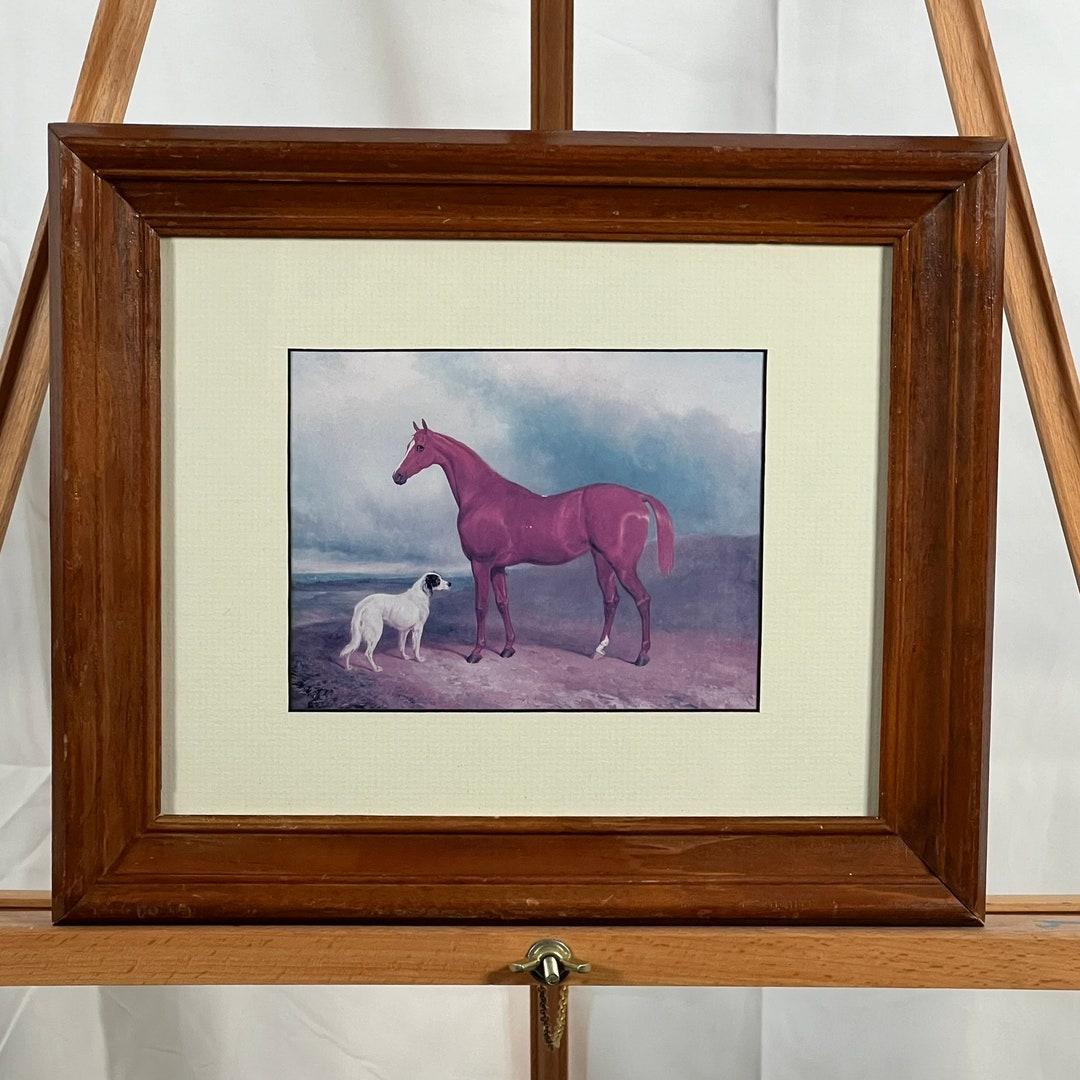 Charles Hancock "a Chestnut Mare and a Dog in a Landscape" Print (horse ...