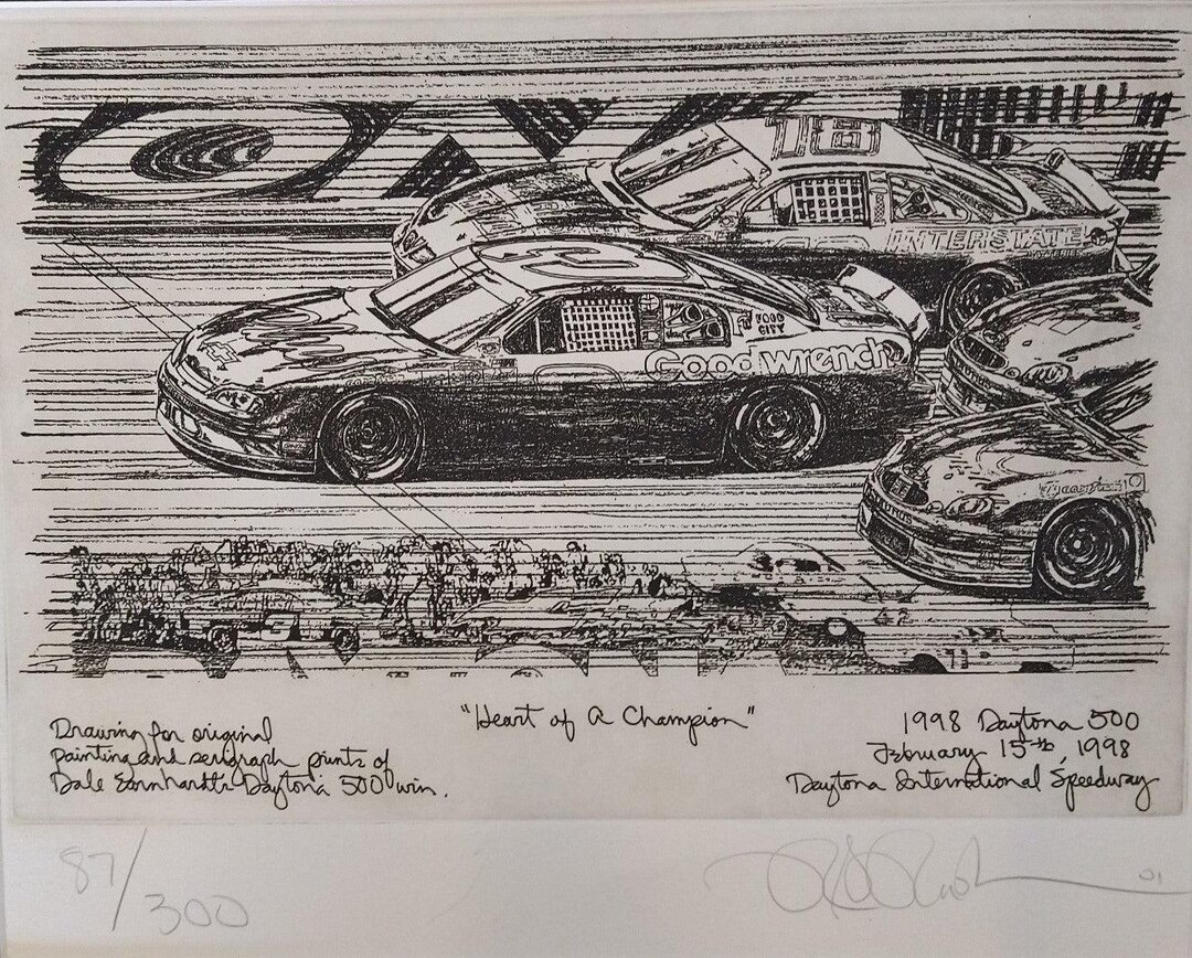 Rick Rush "heart of a Champion" Etching Limited Edition (dale Earnhardt ...