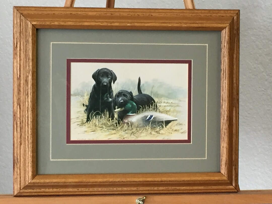 James Killen Double Trouble Print (black Lab Puppies) (dogs, Duck Decoy ...